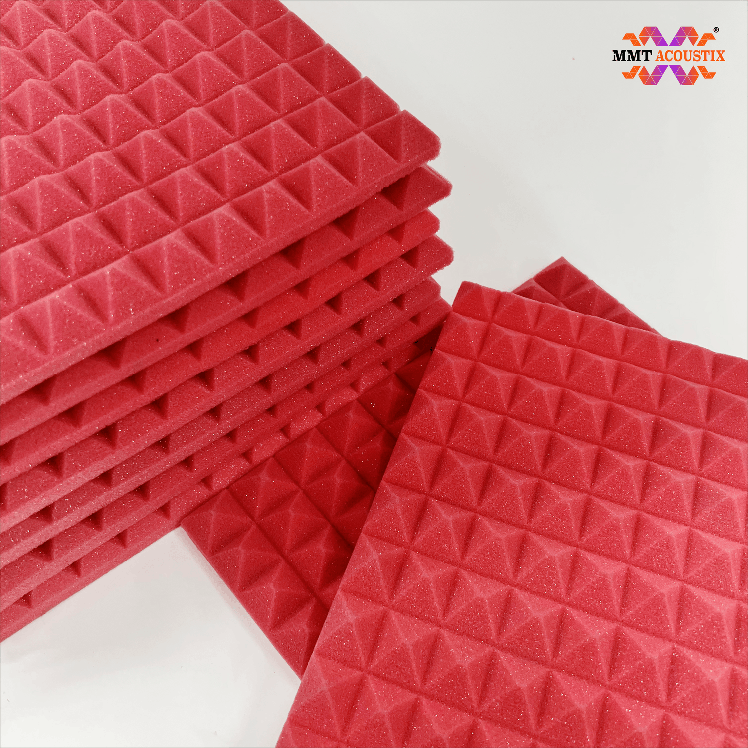 Pyramid Acoustic Foam Panel 1" | 1 X 1 feet | Flame Red – MMT Acoustix