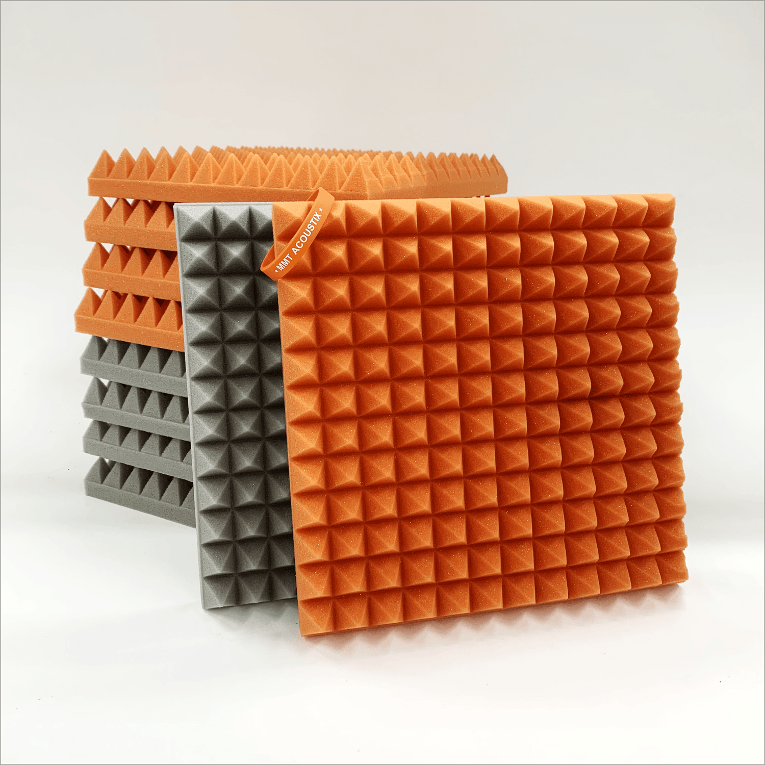 Pyramid Acoustic Foam Panel 2" | 1 X 1 Feet | Stone White & MMT Orange ...
