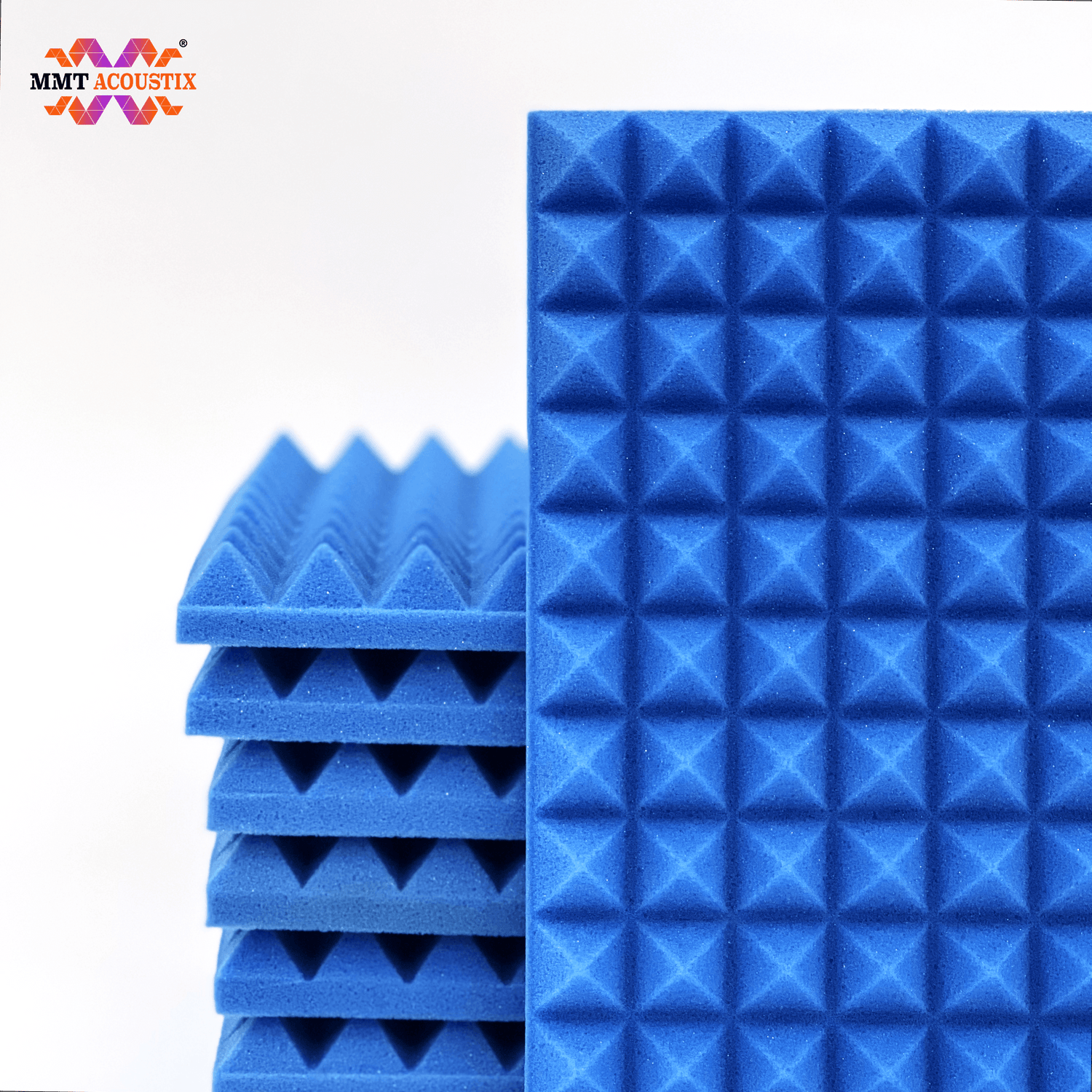 Pyramid Acoustic Foam Panel 1" | 1 X 1 feet | European Blue – MMT Acoustix