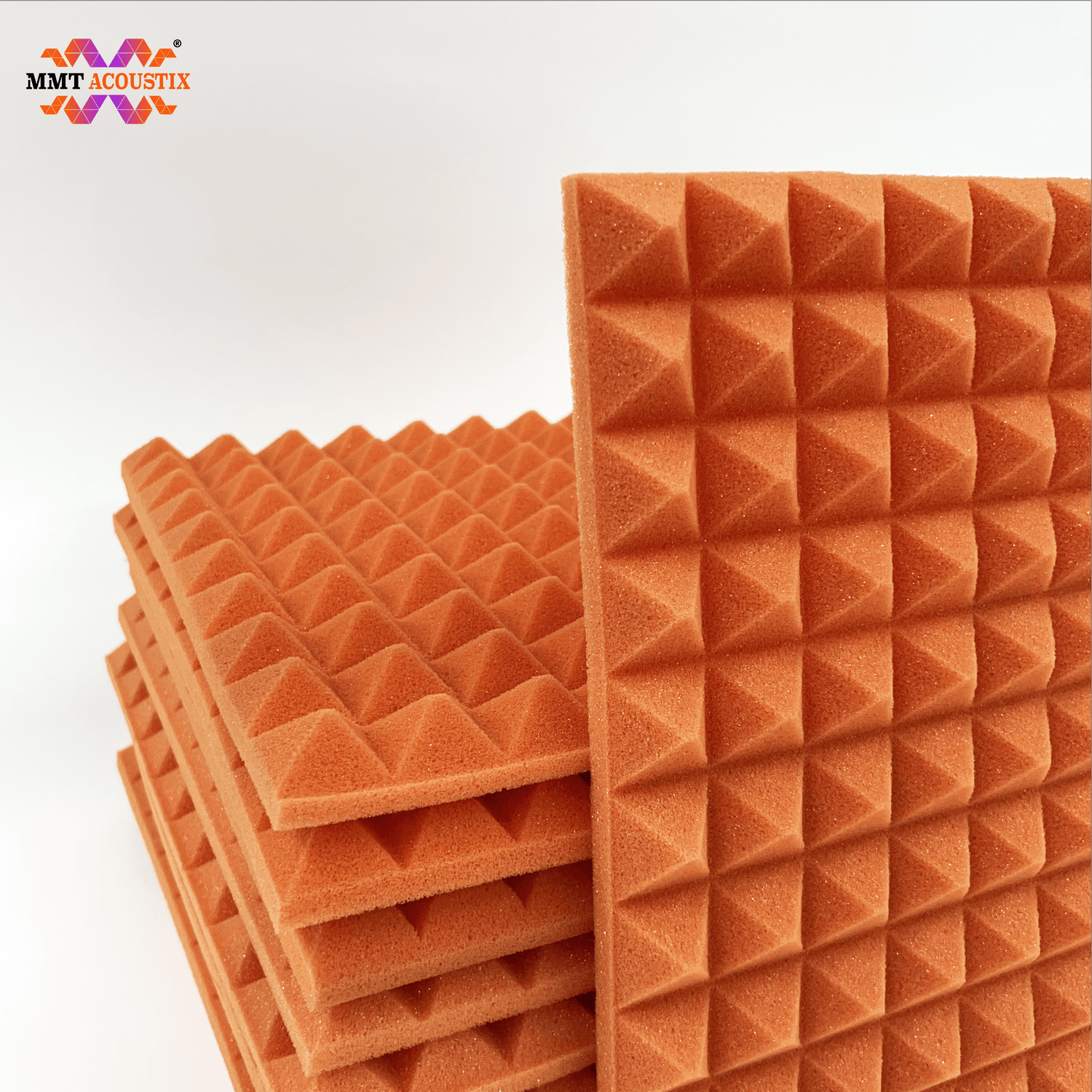 Pyramid Acoustic Foam Panel 1" | 1 X 1 feet | MMT Orange – MMT Acoustix