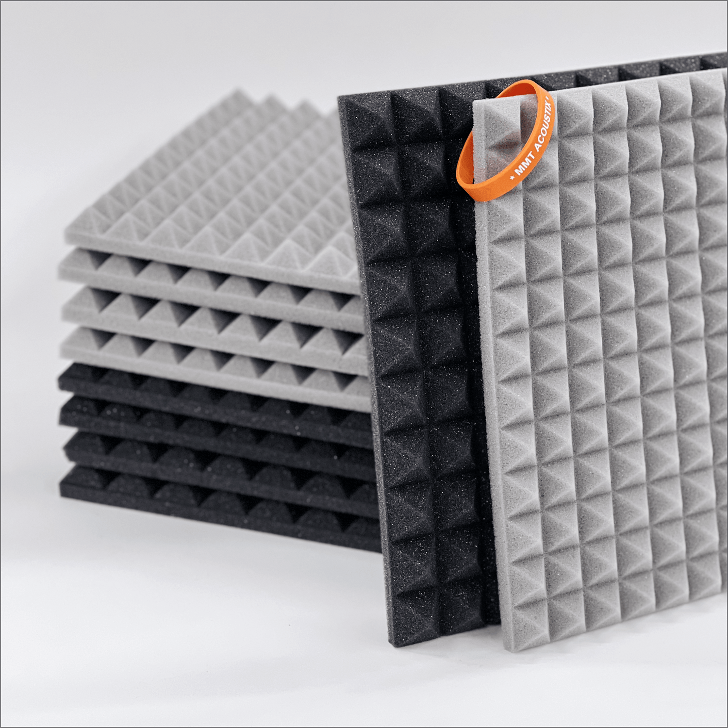 Pyramid Acoustic Foam Panel 1" | 1 X 1 Feet | Stone White & Pro Charco ...