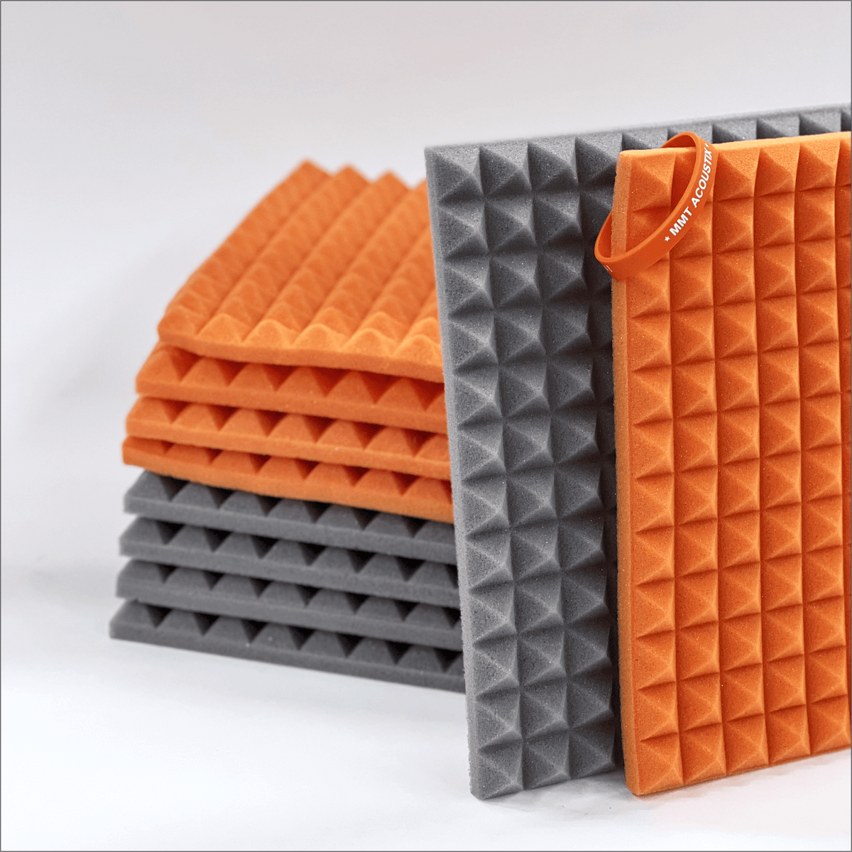 Pyramid Acoustic Foam Panel 1" | 1 X 1 Feet | Stone White & MMT Orange ...