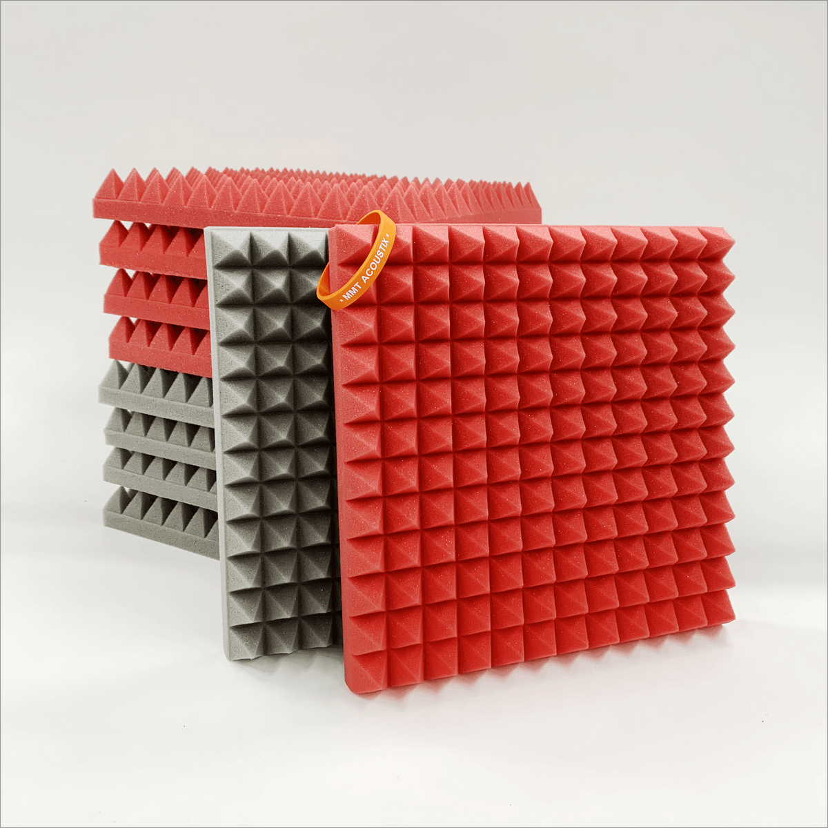 Pyramid Acoustic Foam Panel 2" | 1 X 1 Feet | Stone White & Flame Red ...