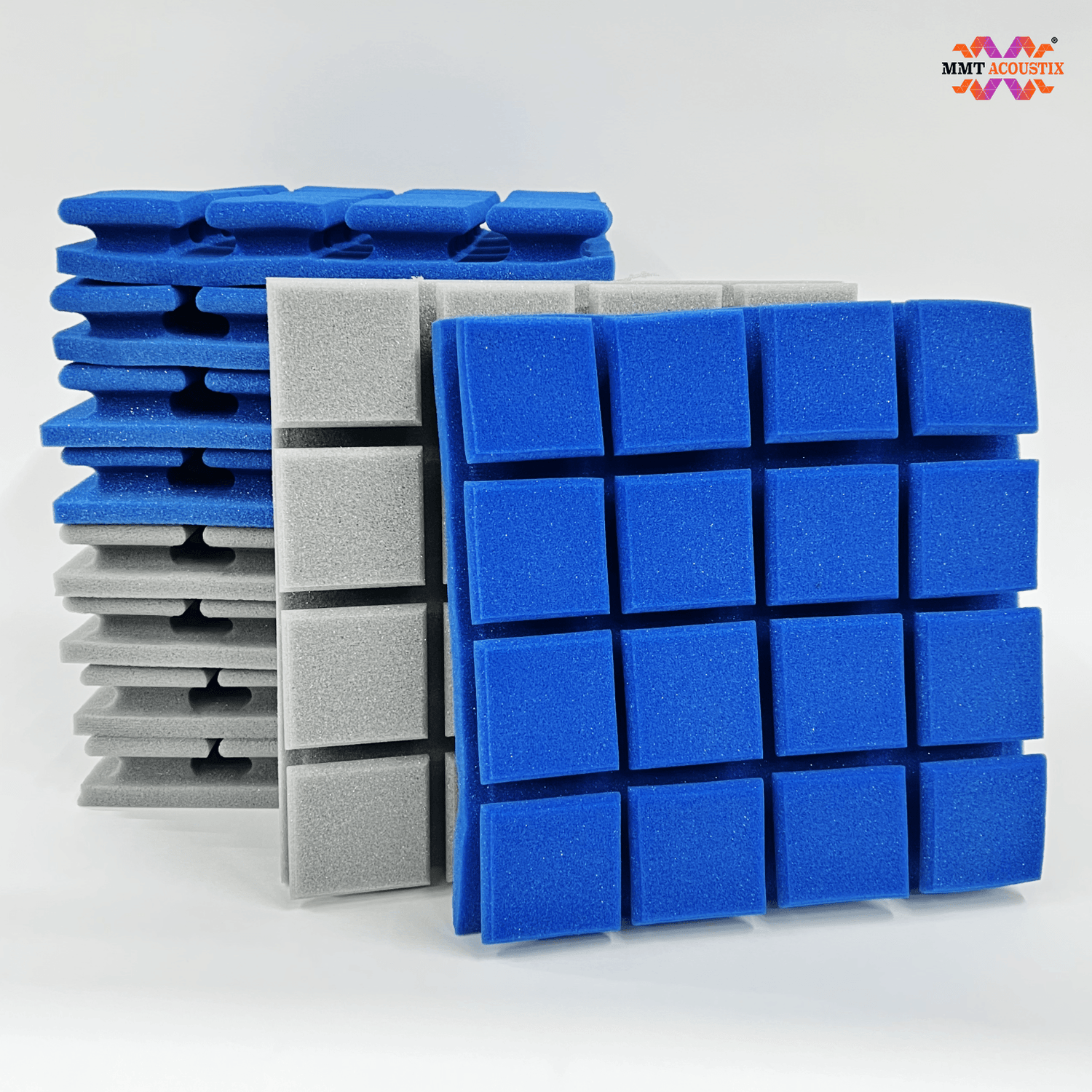 Turbo Acoustic Foam Panel 2" | 1 X 1 Feet | Stone White + European Blu ...