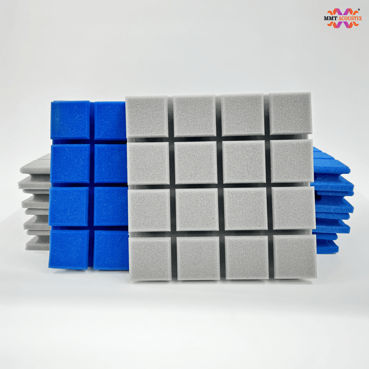 Turbo Acoustic Foam Panel 2" | 1 X 1 Feet | Stone White + European Blu ...