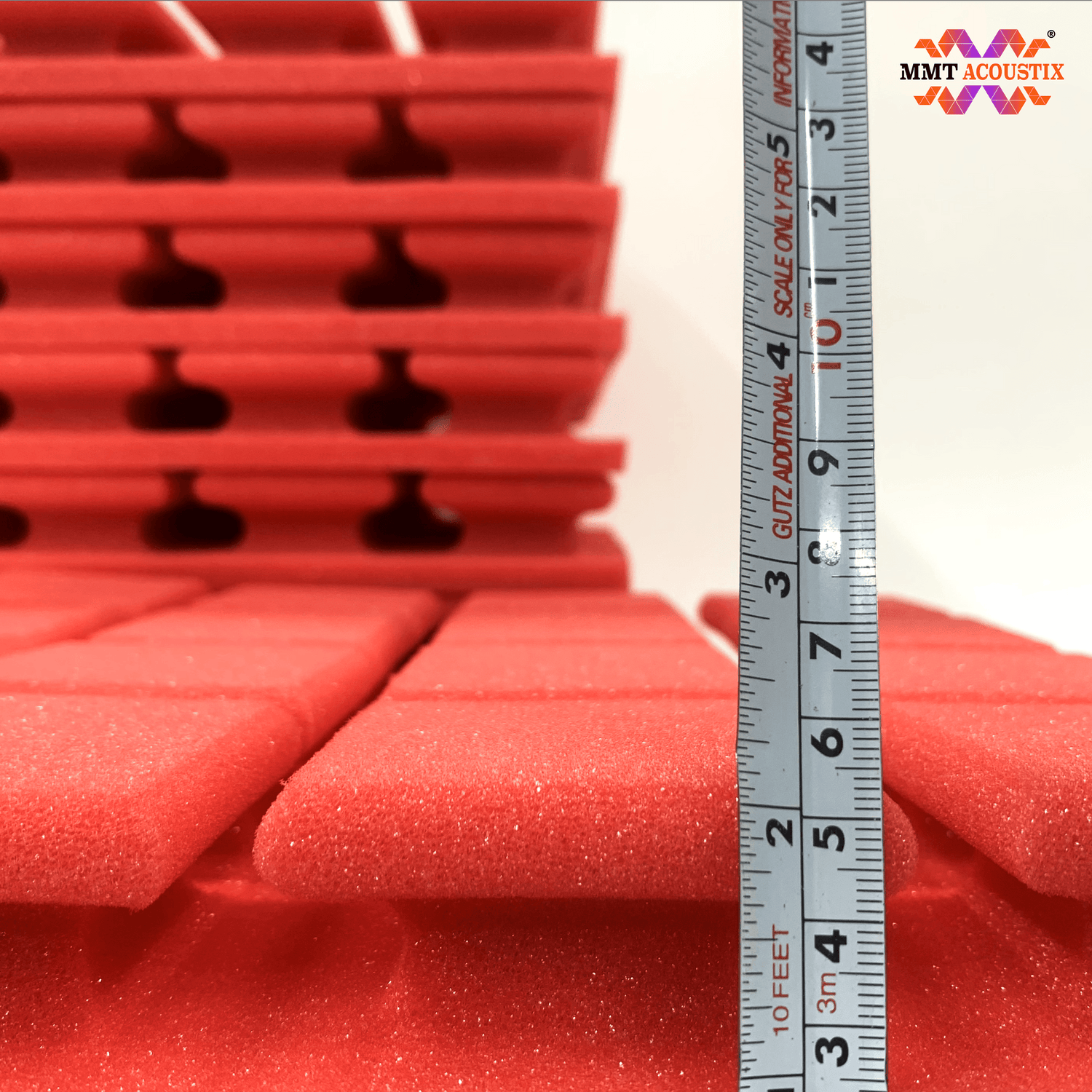 Turbo Acoustic Foam Panel 2" | 1 X 1 Feet | Stone White + Flame Red – MMT Acoustix