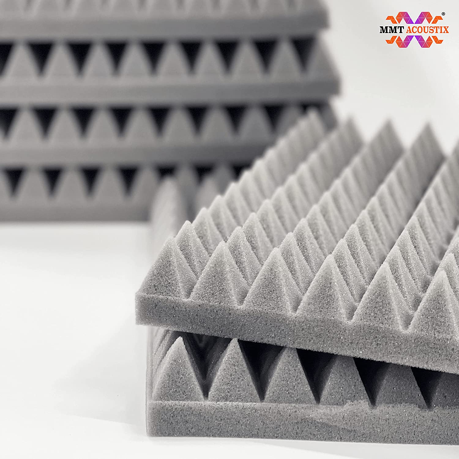 Pyramid Acoustic Foam Panel 2" | 1 X 1 Feet | Stone White – MMT Acoustix